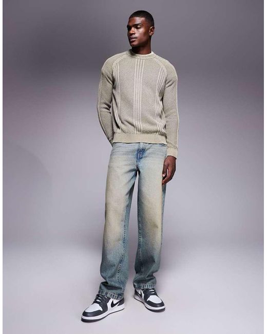 ASOS Relaxed Knitted Jumper With Front Panelling in Grey for Men | Lyst UK