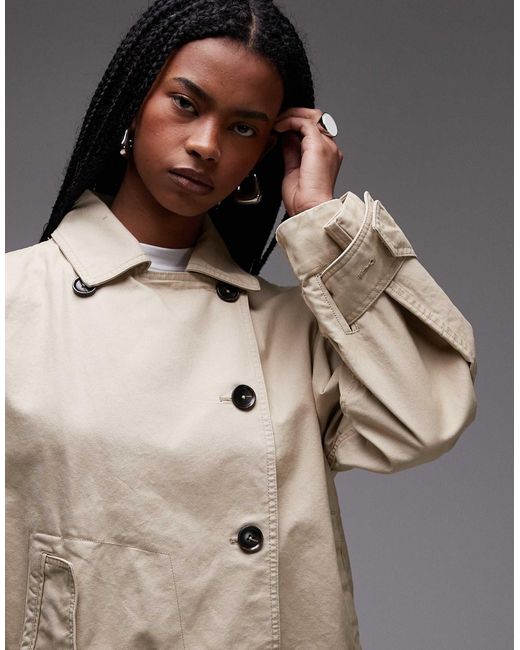 Mango Oversized Boxy Trench Coat in Natural | Lyst