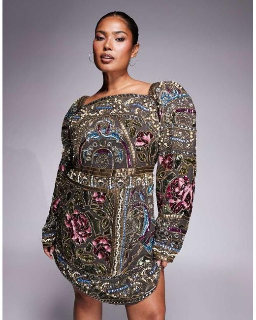 ASOS Asos Design Curve Embellished Domed Sleeve Curve High Neckline ...