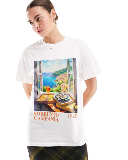 ASOS Oversized T-shirt With Sorrento Graphic in Gray | Lyst
