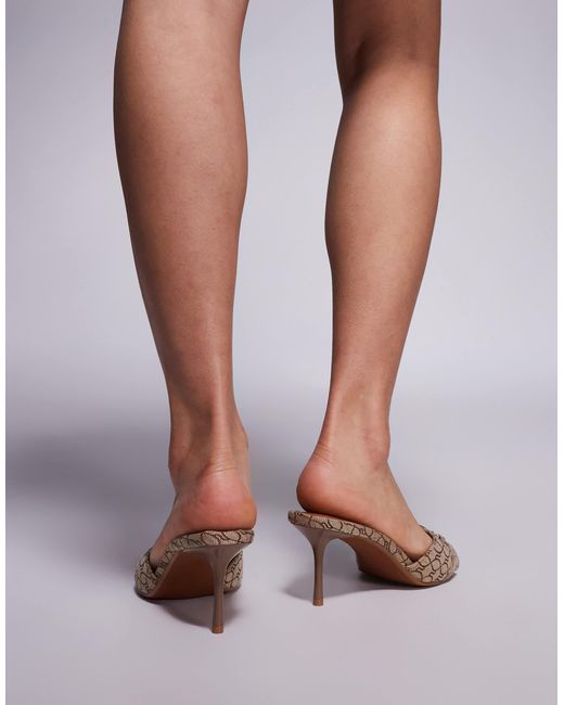 River Island Monogram Mule Heels in Brown | Lyst