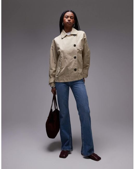 Mango Oversized Boxy Trench Coat in Natural | Lyst