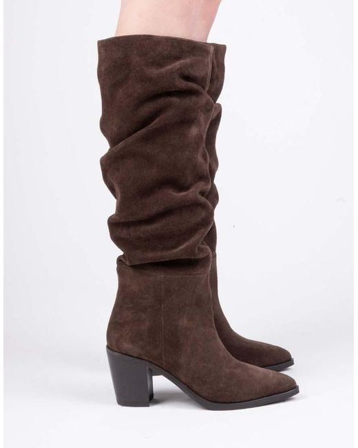OFF THE HOOK Muswell Suede Leather Slouchy Knee-High Block Heel Boots ...