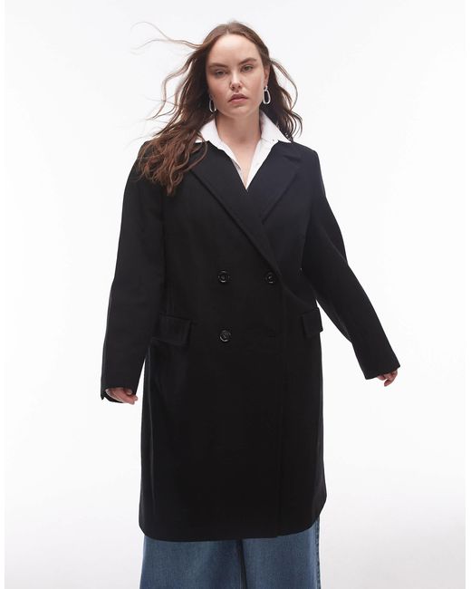 Mango Curve Double Breasted Wool Coat in Blue | Lyst