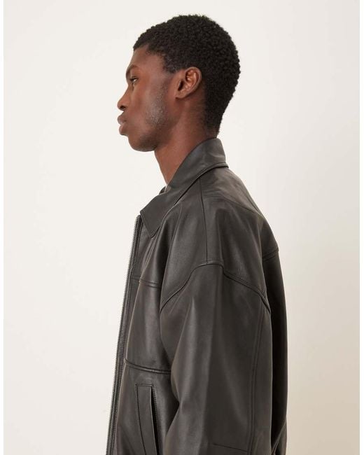 ASOS Oversized Bomber Jacket in Brown for Men | Lyst UK