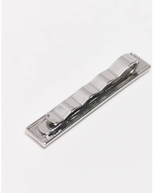ASOS Tie Bar With Edge Detail in Metallic for Men | Lyst