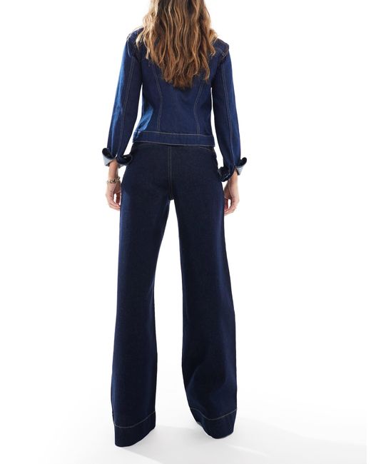 ASOS Tailored Wide Leg Jean With Front Crease in Blue | Lyst