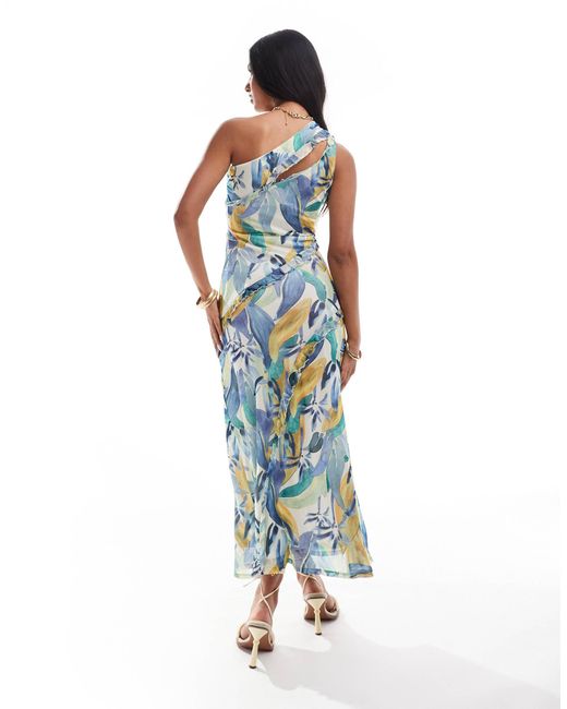 ASOS Ruffle Midaxi Dress With Seam Detail in Blue | Lyst