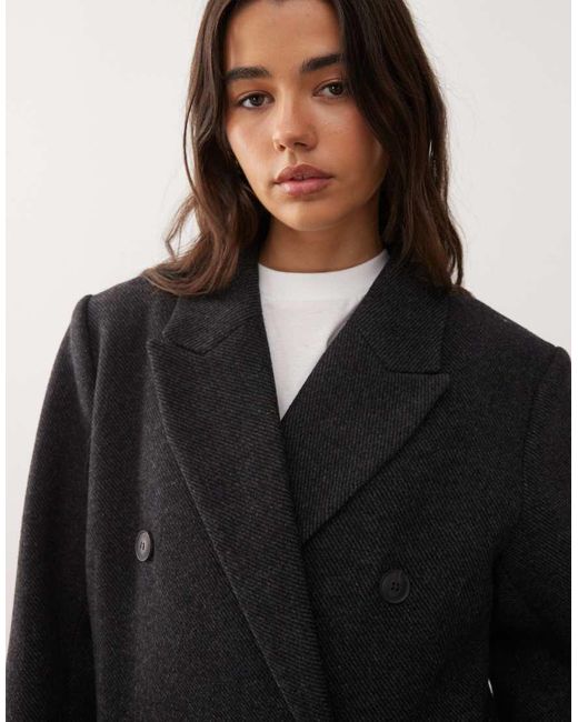 Weekday Logan Wool Blend Oversized Knee Length Coat in Black | Lyst UK