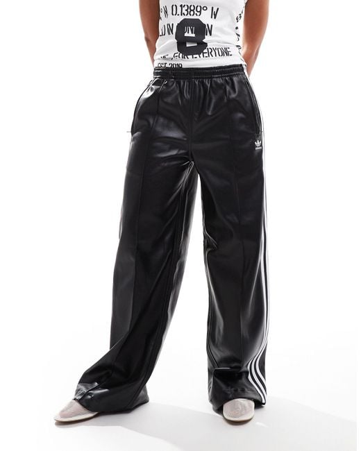 adidas Originals Adicolour Faux Leather Track Pants in White | Lyst UK