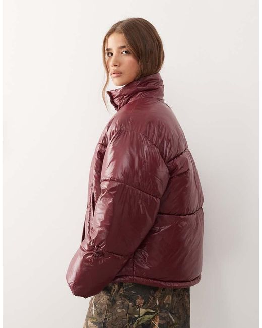 Noisy May Shiny Puffer Jacket in Red | Lyst UK