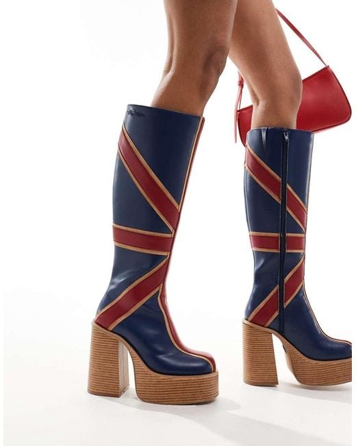 Buffalo X Sinead Gorey Union Jack Boots in Blue | Lyst UK