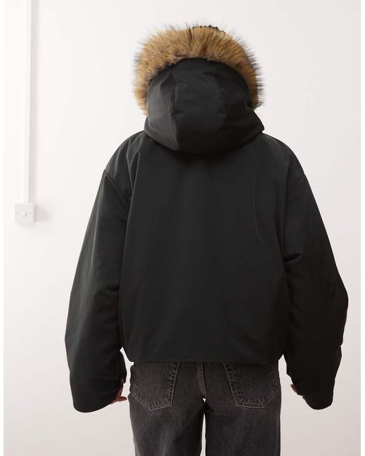 Weekday Oversized Faux Fur Jacket With Hood in Brown | Lyst UK