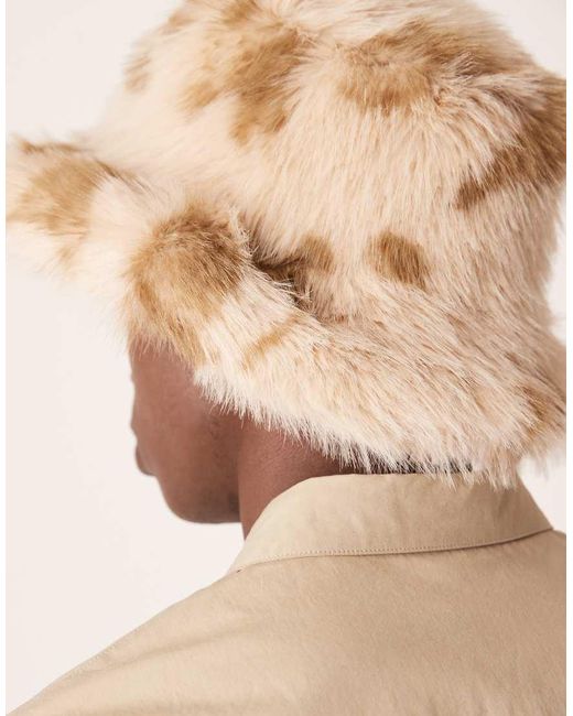 ASOS Faux Fur Bucket Hat in Brown for Men | Lyst UK