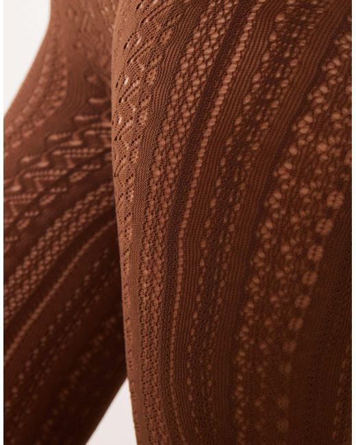 ASOS Pointelle Pattern Tights in Natural | Lyst