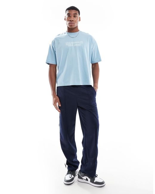 ASOS Boxy Oversized T-shirt With Street Graphics in Blue for Men | Lyst