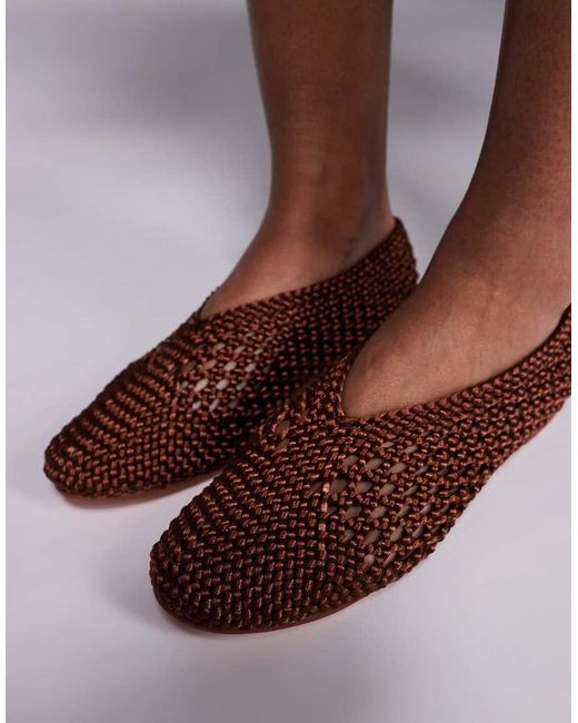 Public Desire Dylan Woven Ballet Flats in Brown | Lyst UK
