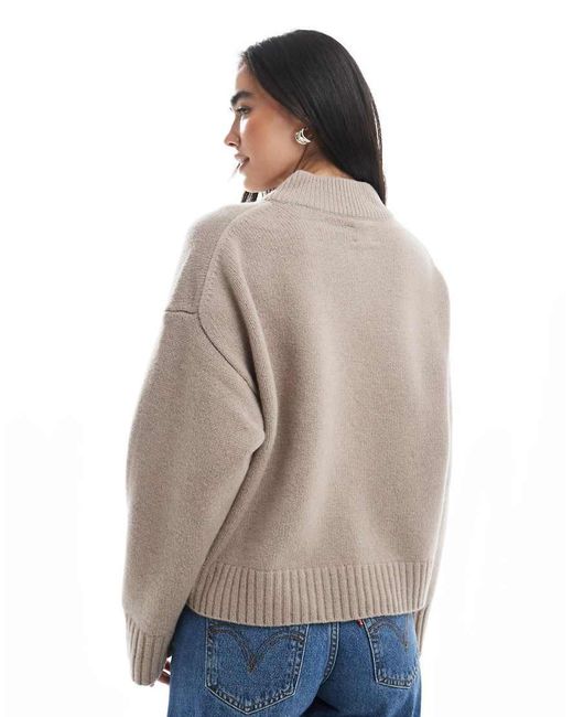 ASOS High V Lambswool Jumper in Grey | Lyst UK