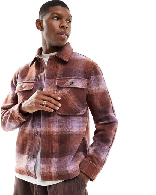 River Island Check Overshirt in Red for Men | Lyst