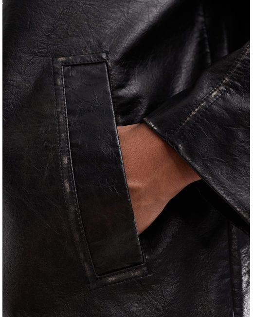 Bershka Faux Leather Long Cut Jacket in Black for Men | Lyst