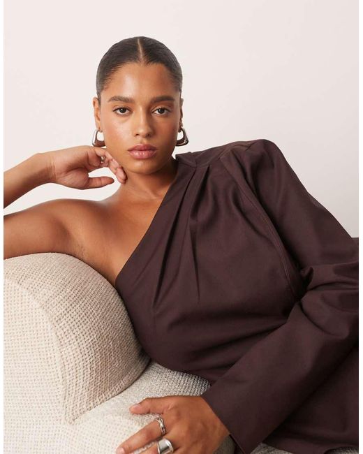 ARRANGE Curve Sculpted One Shoulder Maxi Dress With Micro Pleat Hem in ...