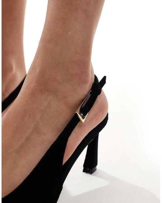Glamorous Pointed Slingback Heeled Pumps in Black | Lyst UK