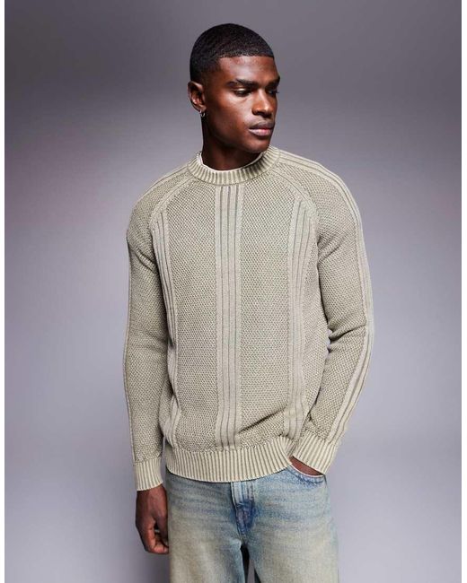 ASOS Relaxed Knitted Jumper With Front Panelling in Grey for Men | Lyst UK