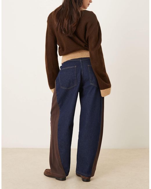 ASOS Barrel Jean With Corduroy Side Panels in Blue | Lyst