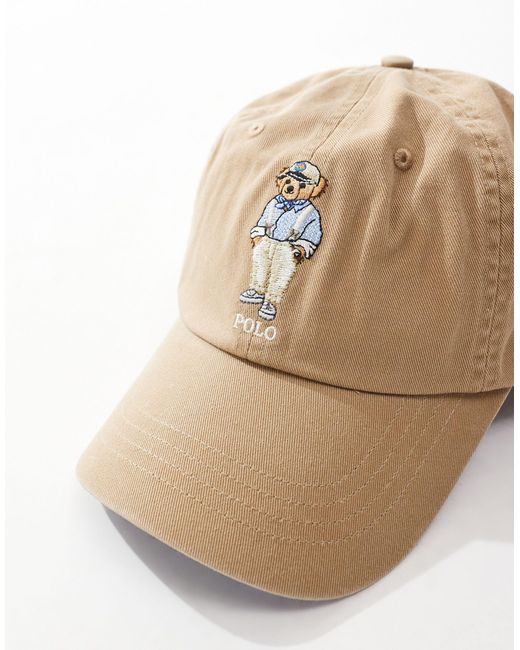 Polo Ralph Lauren Heningway Bear Logo Twill Baseball Cap in Brown for ...
