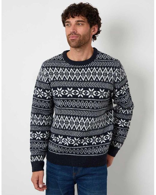 Threadbare Fairisle Crew Neck Christmas Jumper in Blue for Men | Lyst UK