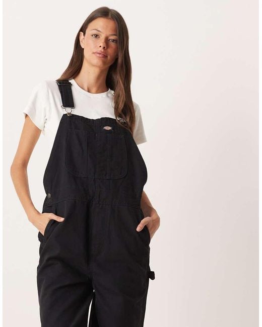 Dickies Canvas Wide Leg Dungarees in Blue | Lyst UK