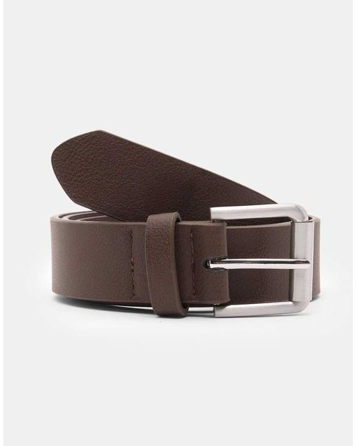 Pull&Bear Basic Leather Effect Belt in Brown for Men | Lyst UK