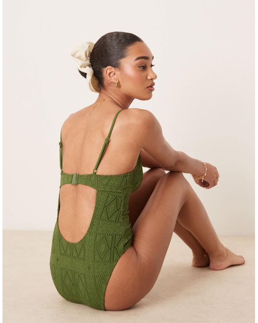 ASOS Bertie Underwired Swimsuit in Green | Lyst