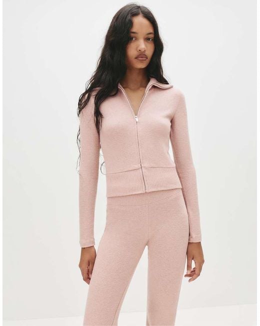 Pull&Bear Zip-up Jacket in Pink | Lyst UK