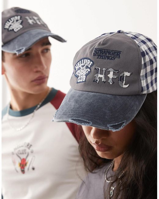 Reclaimed (vintage) X Stranger Things Unisex Cap With Contrast Gingham ...