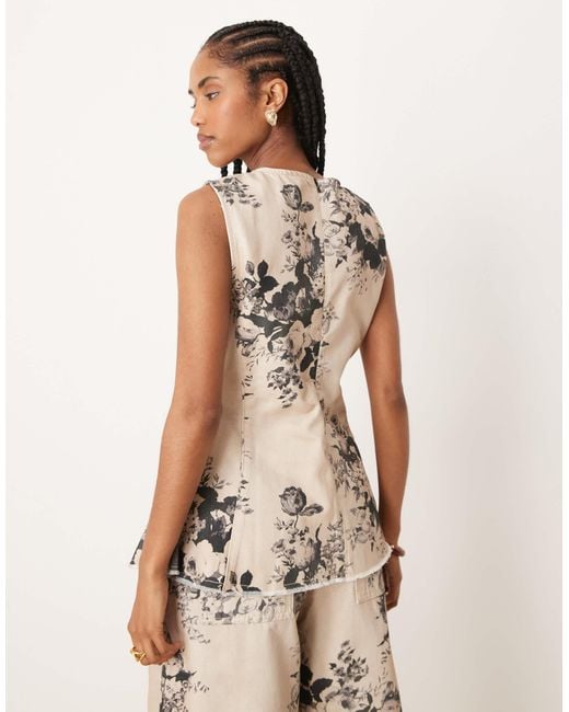 ASOS Peplum Top Co-ord in Natural | Lyst