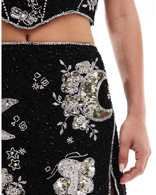 ASOS Celestial Embellished Sequin Co-ord Mini Skirt in Black | Lyst
