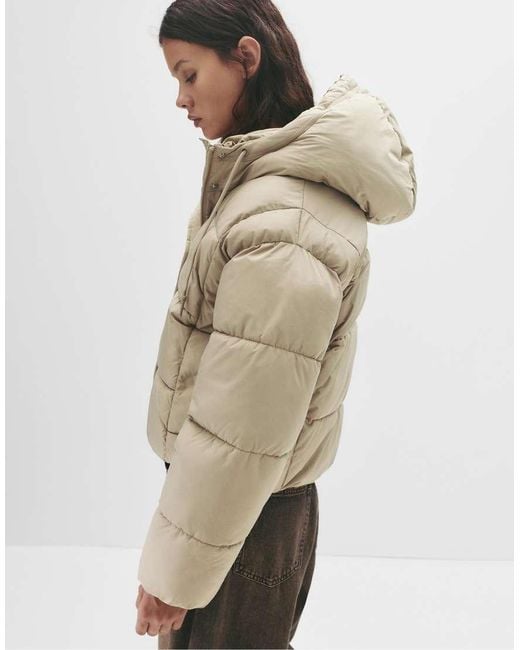 Pull&Bear Short Puffer Jacket With Hood in Natural | Lyst UK