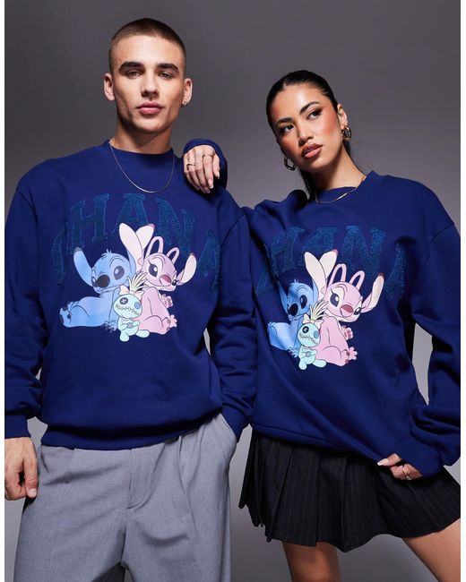 ASOS Disney Unisex Oversized Sweatshirt With Stitch And Angel Boucle ...