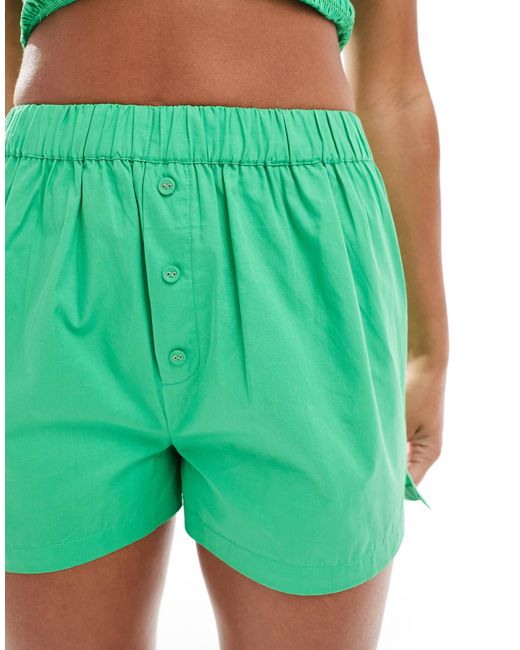ASOS Kaye Cotton Beach Boxer Short in Green | Lyst UK