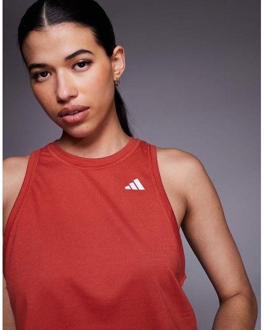 adidas Originals Adidas Training Cropped Tank in Red | Lyst UK