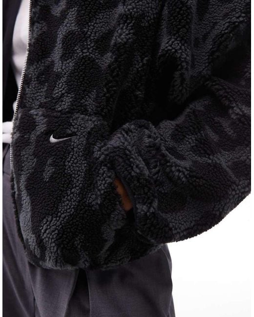 Nike Street Borg Fleece Jacket in Black | Lyst UK