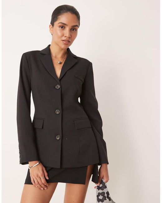 Pretty Lavish Cinched Blazer in Black | Lyst UK