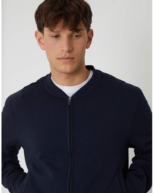 Threadbare Zip Through Sweat Bomber in Blue for Men | Lyst UK