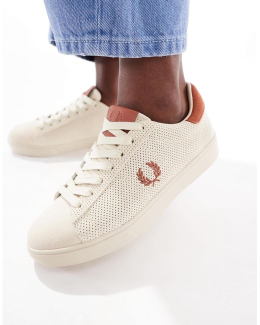 Fred Perry Spencer Suede Trainer in White | Lyst