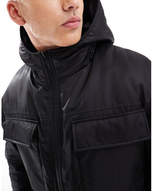 ASOS Utility Puffer Jacket in Black for Men | Lyst