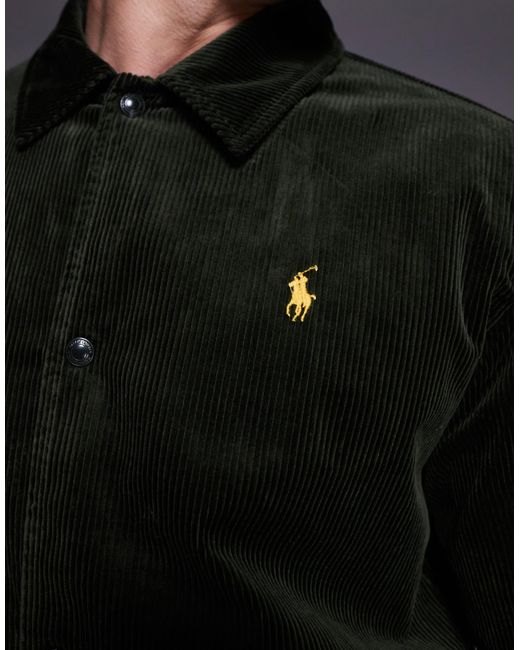 Polo Ralph Lauren Icon Logo Lined Cord Coach Jacket in Gray for Men | Lyst