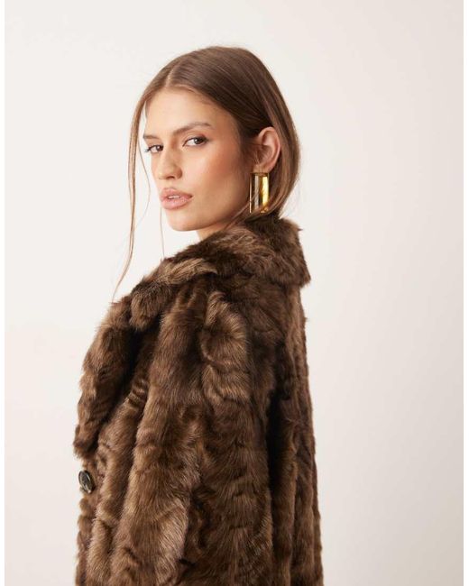 Mango Textured Faux Fur Jacket in Natural | Lyst UK