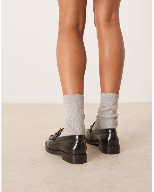 ASOS Ministry Premium Chain Detail Loafers in Black | Lyst UK