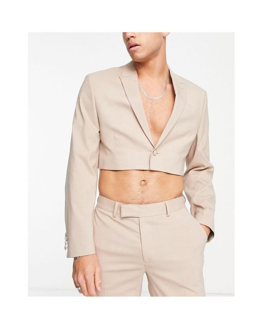 Asos Slim Extreme Cropped Suit Jacket In Brown For Men Lyst Canada